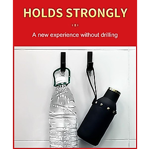 PHIXBEAR Damage Free Hanging Wall Hooks with Adhesive Strips, Adhesive Hooks for Hanging Heavy Duty, Removable Black Sticky Hooks, 6 Metal Hooks and 12 Strips