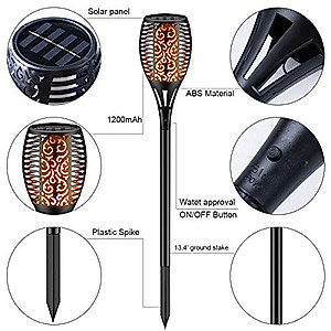 Solar Torch Light With Flickering Flame,Fire Effect Lantern,Dancing Flame,Solar Garden Light, Dust to Dawn,Outdoor Waterproof Garden Decoration, Solar Powered Stick Light ZKEE(set of 4)