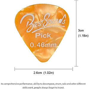 48 Pack Thin Guitar Picks, Mixed Colorful Celluloid Guitar Picks & Unique Guitar Gift for Acoustic Guitar, Bass and Electric Guitar (0.46mm)