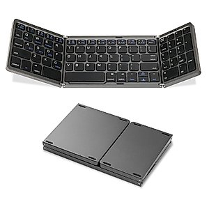 Portable Keyboard for Laptop with Numeric Keypad Foldable Keyboard Bluetooth for Laptop,Rechargeable full Laptop Keyboard Travel Keyboard for Laptop,Tablet,iPad,Phones etc,Up to 90 Days(Gray)