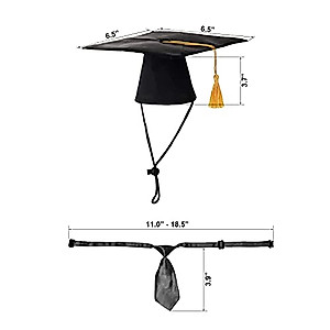 2 Pcs Pet Graduation Caps Bow Tie Small Dog Cat Graduation Hat Bowtie Tassel Puppy Kitten Adjustable Necktie Neck Tie Grad Dress Up Costume for Holiday Festival Carnival Party Outfits Accessories