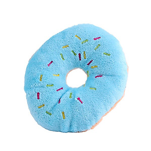 1Pcs Donut Dog Chew Toy Soft Plush Donut Sound Toy Cute Pet Bite Squeaker Sound Puppy Dog Plush Chewing Toy Pet Supply for Puppy(Blue)
