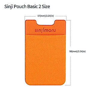 Sinjimoru Basic Cell Phone Wallet Stick on, Card Holder for Back of Phone Working as Adhesive Stretchy iPhone Wallet. Sinji Pouch Basic 2 Orange