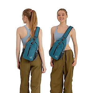 WATERFLY Crossbody Sling Backpack Sling Bag Travel Hiking Chest Bags Daypack (Teal blue)