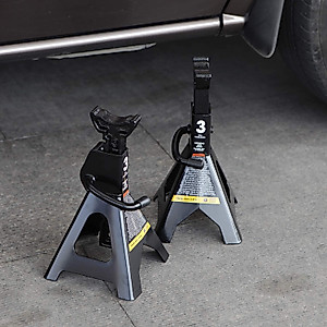 BIG RED AT43202BR Torin Steel Jack Stands: 3 Ton (6,000 lb) Capacity, Black, 1 Pair