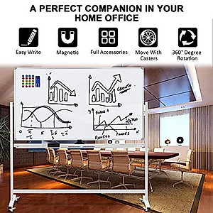 Mobile Whiteboard 72"x40" Magnetic Dry Erase White Boards on Wheels Double-Sided Large Whiteboard with Rolling Stand for Classrooms, Offices and Home