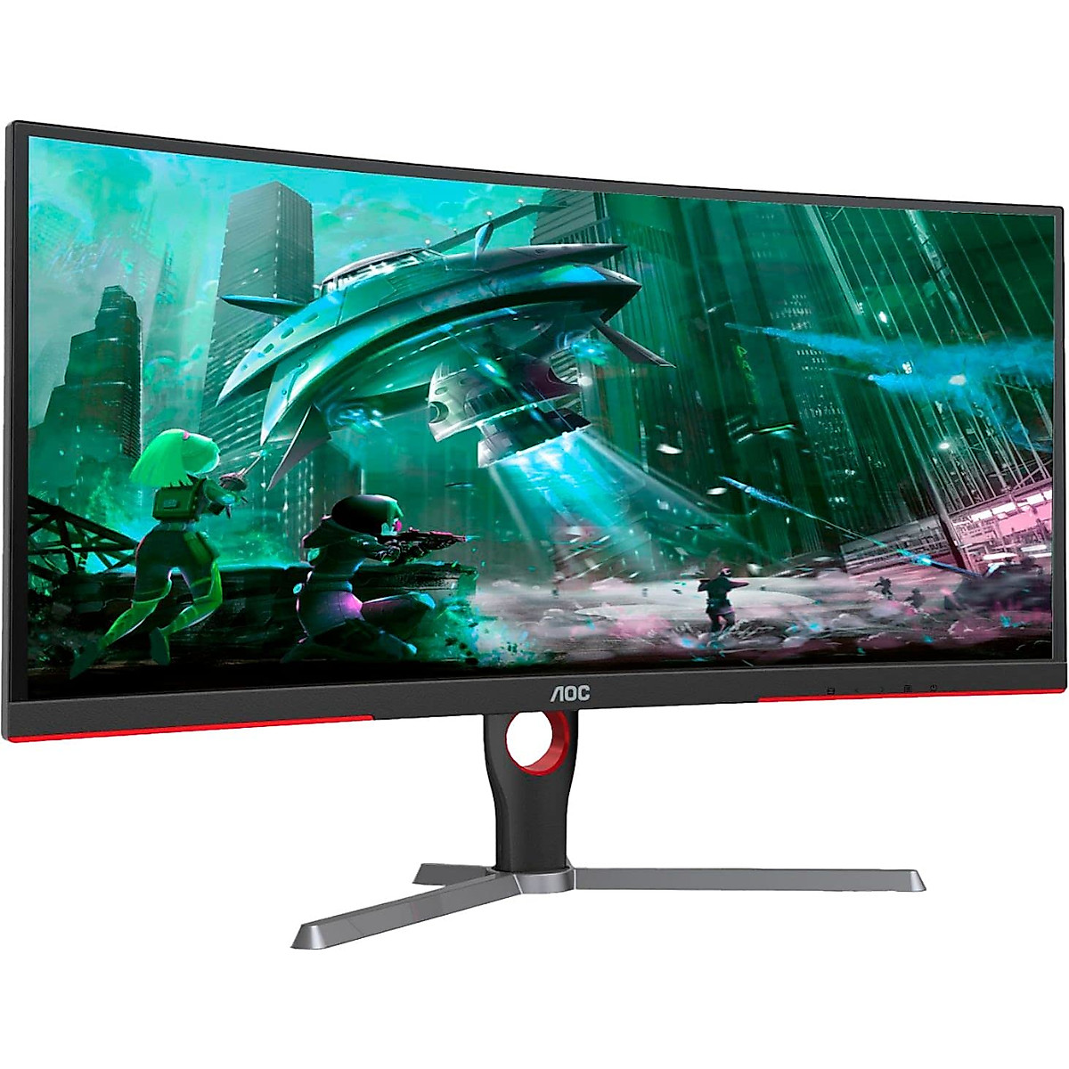 AOC 2021 30” LED Gaming Monitor - 75Hz, Full HD 2560 x 1080 Curved Monitor with Built-in Speaker, AMD FreeSync and HDMI Ports, Black