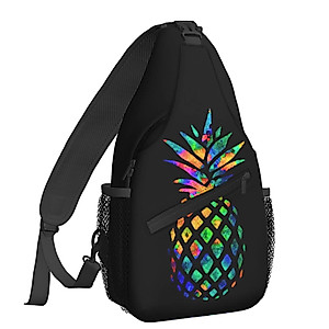 Famame Pineapple Sling Backpack Chest Bag Crossbody Shoulder Bag Gym Cycling Travel Hiking Daypack For Men Women