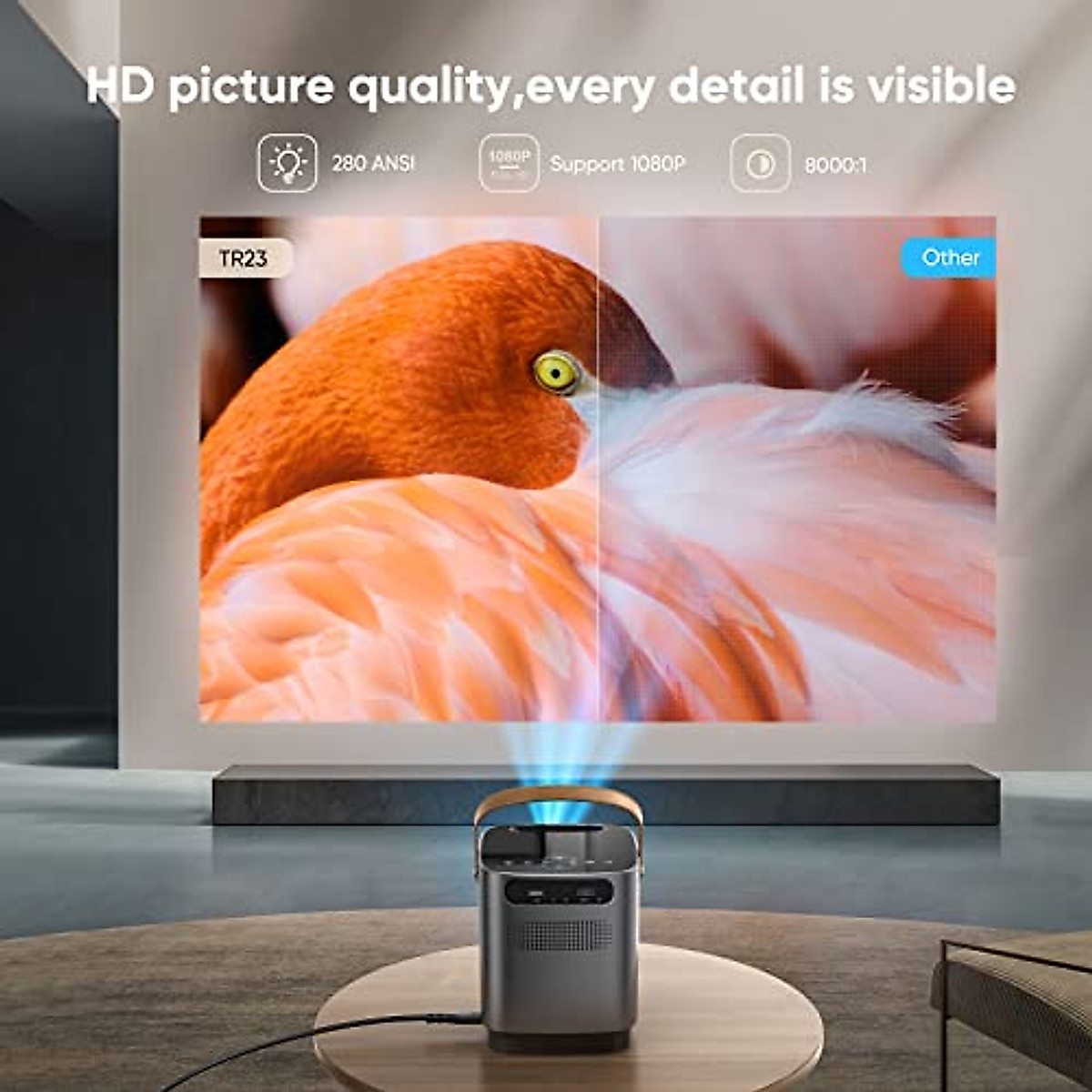 5G WiFi Bluetooth Projector, TOPTRO TR23 Outdoor Projector 1080P Supported 9200 Lumen, Mini Projector with 360 Degree Surround Sound, Dust-Proof, Projector Compatible with TV Stick, iOS, Android, PS5