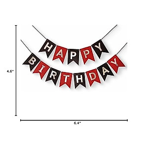 Red Silver Black Happy Birthday Banner Sign Decorations for Boys Girls Men Women Anniversary Birthday Party Garland Backdrop Supplies Nursery Hanging Décor