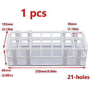 Antrader Plastic Test Tube Rack for 30mm Tubes,21 Holes Lab Test Tube Rack Holder,Detachable,White