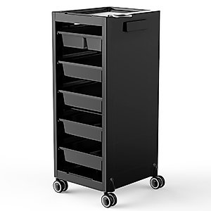 TASALON New Salon Trolley Cart with Wheels for Extra Storage, 5 Drawers & Dryer Holder, Space Saving Salon Cart with Lighter & Strong Material, Multipurpose Beauty Cart, Hair Cart, Tattoo Tray Cart