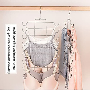 NW Multifunctional Sling Underwear Rack Stainless Steel Storage Rack Multi-Layer Clothes Rack Protection from Deformation (Color : Beige)