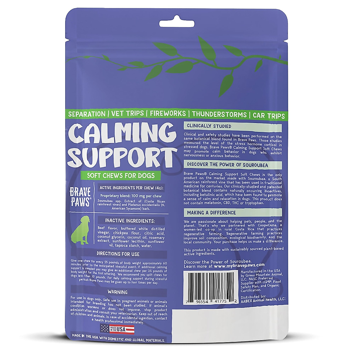 Calming Chews for Dogs Anxiety | Puppy & Dog Anxiety Relief Treats with Natural Souroubea | Calm Aid During Stress, Thunder, Storm, Separation, Car Travel, Motion, and Fireworks | Beef Flavor
