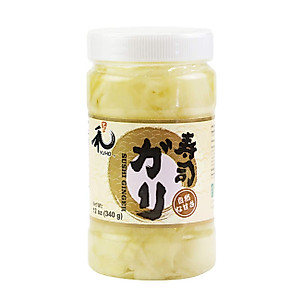 YUHO Pickled Sushi Ginger 24 Oz Japanese White Gari Sushi Ginger Fat Free, Sugar Free, Kosher, BRC, No MSG, Low cal – 2 Jars of 12 oz