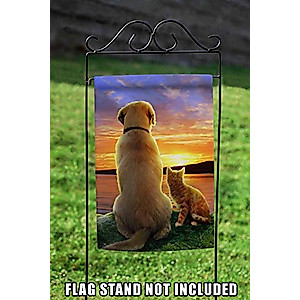 Toland Home Garden 1112153 Sunset Pals Cat Flag 12x18 Inch Double Sided Cat Garden Flag for Outdoor House Dog Flag Yard Decoration
