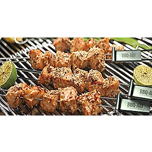 BBQ-AID Premium Barbecue Metal Skewers for Kabobs with Quick Release - Double Pronged, Stainless Steel Metal Skewers for Grilling - Kebab Skewers, Shish Kabob Skewers, Kabob Sticks, Veggies & More