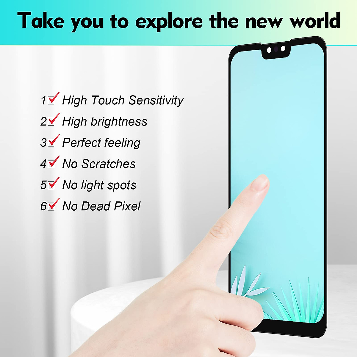 LCD Display Replacement for Huawei Y9 2019 Enjoy 9 Plus JKM-LX1 JKM-LX2 JKM-LX3 6.5" Touch Screen Digitizer Full LCD Assembly with Tools (Black, Cog)