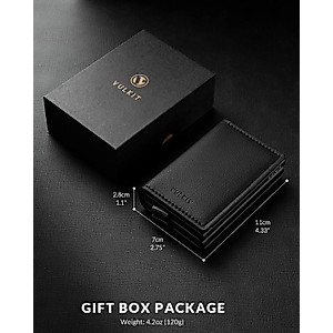 VULKIT Pop Up Wallet Automatic Leather Slim Credit Card Holder RFID Blocking Metal Double Card Case for Men and Women Black