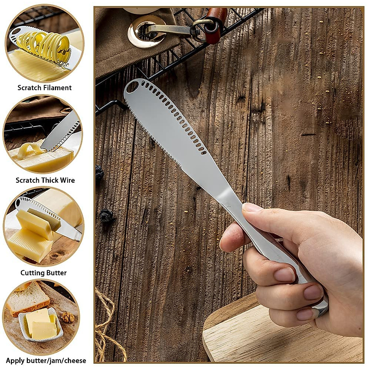 MauSong Butter Knife Spreader Stainless Steel Better Butter Spreader Knife Butter Knife Spreader for Cutting or Spreading Butter, Cheese and Jam, Silver