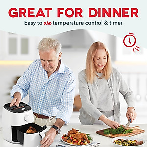 DASH Tasti-Crisp™ Electric Air Fryer Oven, 2.6 Qt., White – Compact Air Fryer for Healthier Food in Minutes, Ideal for Small Spaces - Auto Shut Off, Analog, 1000-Watt