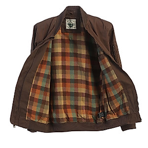 Gioberti Men's 100% Cotton Sportwear Full Zipper Twill Bomber Jacket, Brown, L