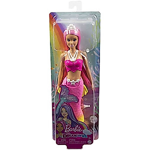 Barbie Dreamtopia Mermaid Doll, Pink Hair, Pink & Yellow Ombre Tail & Tiara Accessory