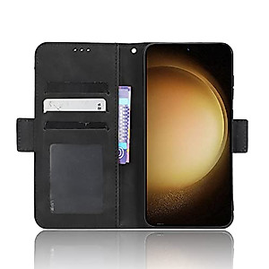 HZSANXIN Compatible with Samsung Galaxy S23 Case Flip Cover Ultra Slim Leather Bumper Retro Wallet with Stand Function Independent Card Package (Black)