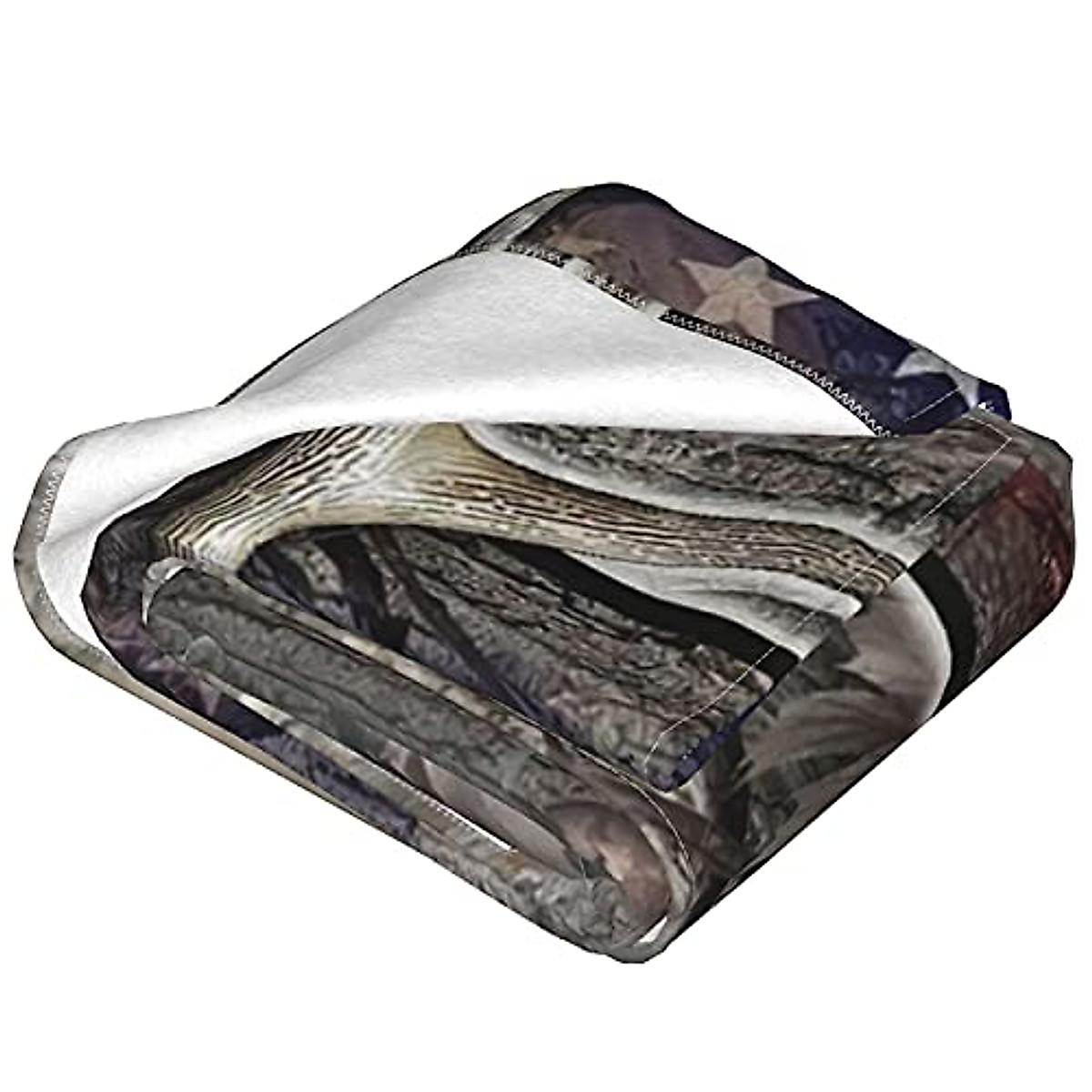Deer Camo American Flag Throw Blanket Warm Ultra-Soft Micro Fleece Blanket for Bed Couch Living Room Decoration
