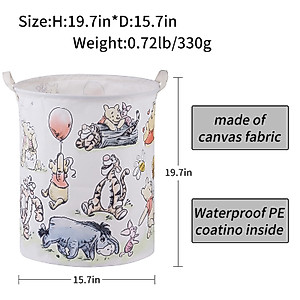 Winnie Storage Basket, Nursery Large Hamper Canvas Laundry Basket Foldable With Waterproof Pe Coating,For Kids Boys And Girls, Bathroom, Bedroom, Clothes,Toy Bin