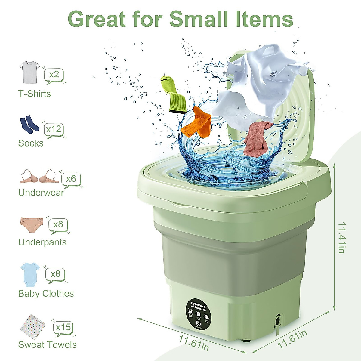Portable Washing Machine, 8L Foldable Mini Washer with Detachable Drain Basket,3 Modes Deep Cleaning Laundry Washer and Dryer Combo for Apartments,Dorm,Camping,RV,Travel Laundry