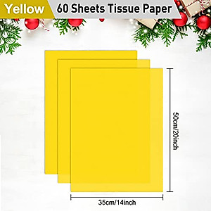 NEBURORA Yellow Tissue Paper for Gift Bags 60 Sheets Yellow Wrapping Tissue Paper Bulk 14 X 20 Inch Bright Yellow Packaging Paper for Gift Wrap Filler Crafts Birthday Wedding Sunflower Party(Yellow