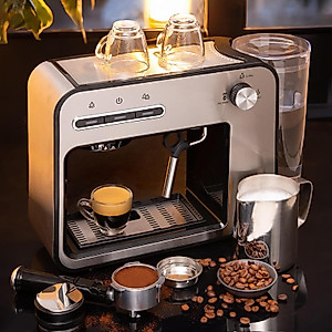 Mixpresso Professional Espresso Machine for Home 15 Bar with Milk Frother Steam Wand, Espresso Maker with Double-Cup Splitter, 1450w Fast Heating Cappuccino & Latte machine 37Oz Water Tank