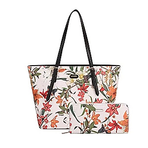 Women Fashion Synthetic Leather Handbags for Women Large Tote Shoulder Bags Top Handle Satchel Designer Tote Shoulder Satchel Purse Set of 2pcs