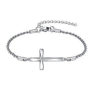 ONEFINITY Religious Cross Bracelet 925 Sterling Silver Origami Cross Bracelet Jewelry Gifts for Women