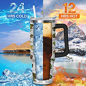 puhnhsv 30 oz Frog Tumbler with Handle and Straw, 30oz Insulated Stainless Frog Tumbler Coffee Travel Mugs Cup Water Bottle Frog Lovers Gifts for Women Girls