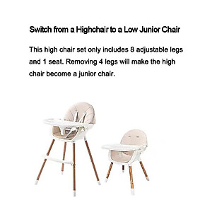 PandaEar 3-in-1 High Chairs for Babies Toddlers, Convertible Infant Highchair with Removable Tray & Safety Harness Adjustable Legs