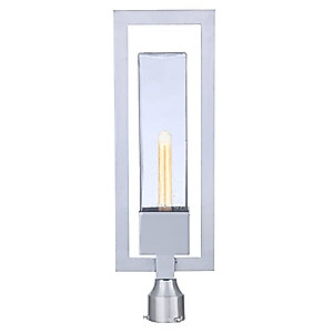 Craftmade ZA4025-MN Perimeter Metal Framed Clear Seeded Glass Globe Rectangular Outdoor Post Mount, 1-Light 60 Watt, 25"H x 8"W, Midnight