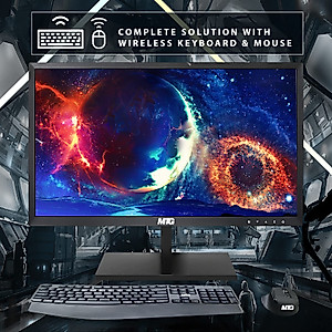 All in one Desktop Computer, TechMagnet Cheetah 6, Intel Core i5 6th Gen 2.5 GHz, 8GB DDR3, 120GB SSD, 27 inch LED Monitor, MTG Wireless Ergonomic Keyboard Mouse, Office 365, Win10 Pro (Renewed)