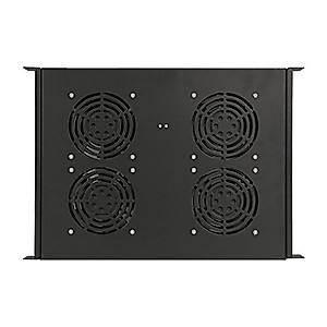 NavePoint Rack Cabinet Mounted Server 4 Fan Unit Cooling System with 4 Fans 110V Blk 1U