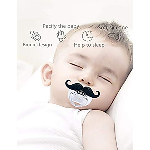 Baby Funny Pacifier Cute Kissable Mustache Pacifier for Babies and Toddlers Unisex - 0-6 Months Baby Orthodontic Mustache Pacifier BPA Free -Pack of 2 Black