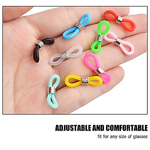 Eyeglass Chain,50pcs 20x5mm Ends Adjustable Silicone Glasses Retainer Connectors Anti-Slip Eyeglass Ends Safety Glasses Holder Loop Ends for Adults Children Spectacle Reading Eyeglass,10 Colors