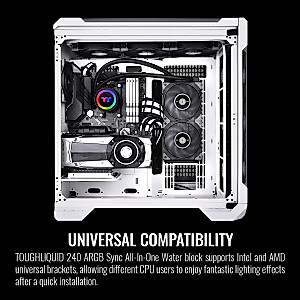 Thermaltake TOUGHLIQUID 240 ARGB Motherboard Sync All-in-One Liquid CPU Cooler, AMD (AM5/AM4) / Intel (LGA 1700/1200), 240mm High Efficiency Radiator CL-W319-PL12BL-A