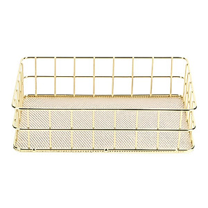 Wire Mesh Basket, Golden Iron Storage Basket Multifunctional Wire Mesh Desktop Storage Organizer for Home (Large Size)