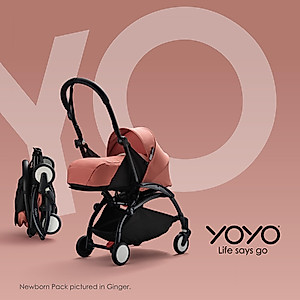 BABYZEN YOYO 0+ Newborn Pack, Black - Includes Mattress, Canopy, Head Support & Foot Cover - Requires YOYO2 Frame (Sold Separately)