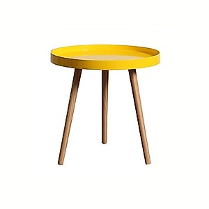 LiRuiPengBJ GWDJ Side Table Small Round Wooden End Table, Snack Coffee Table Flower Stand Sofa Side Table Decorative for Home and Office 3 Colors 2 Sizes Corner Table (Color : Yellow, Size : 38x42cm)