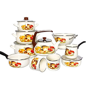 Enameled Aluminum Tea Kettle Mushrooms Enamel Kettle 2.3-qt. (2.2 L) Hot Water TeaKettle pot for Stovetop Teapot Ideal for Camping