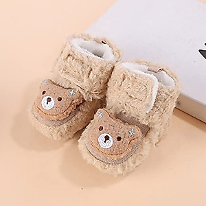 Lykmera Winter Children Baby Toddler Shoes Boys Girls Floor Shoes Flat Bottom Non Slip Plush Warm Hook Loop Shoes Slippers (C, 6-12 Months)