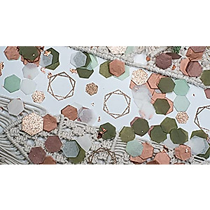 550 Pieces Boho Party Decor, Hexagon Confetti Party Decorations for Baby Shower, Bridal Shower, Birthday Sage Green, Copper