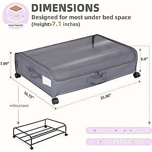 Under Bed Storage with Wheels, 2 Pack Large Containers,with Zipper Cover, Practical Bedroom Organizer for Clothes, Shoes, Toys, Books, Bedding, Blankets